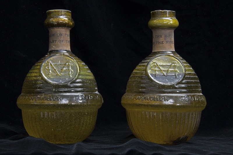 Glass fire grenades as early fire extinguishers